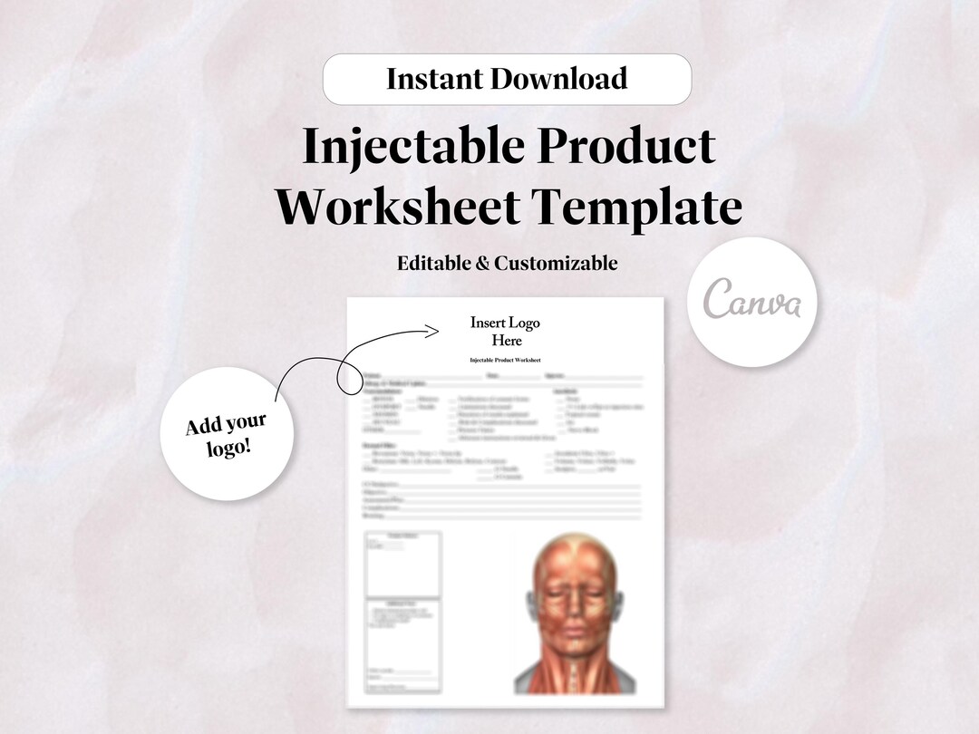Injectable Product Worksheet Template | Editable Canva Template ...