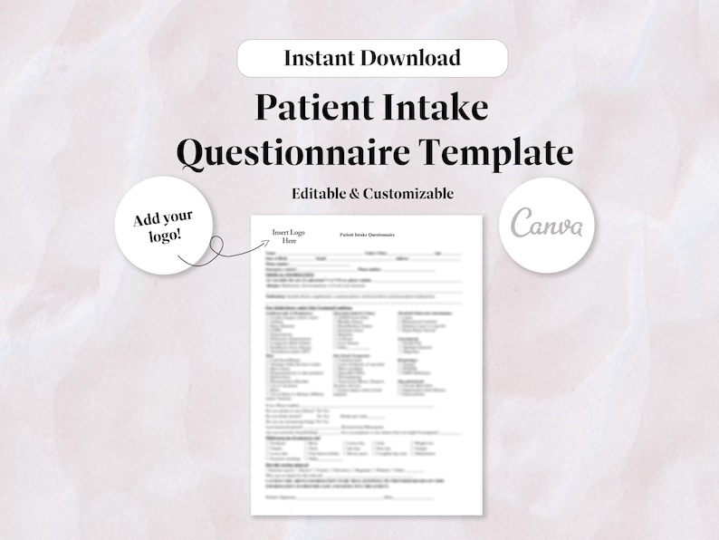 Editable Patient Intake Form Template: Medspa Clinic Questionnaire ...