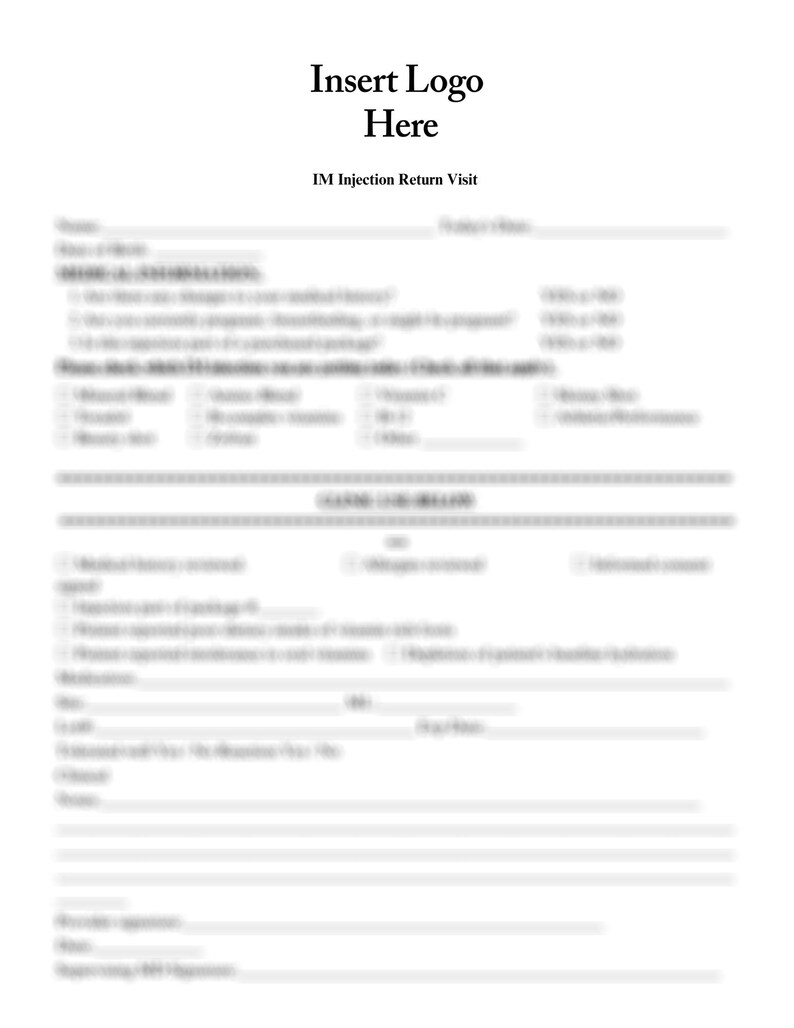 IM Injection Return Chart Template: Editable Medspa Form (digital ...