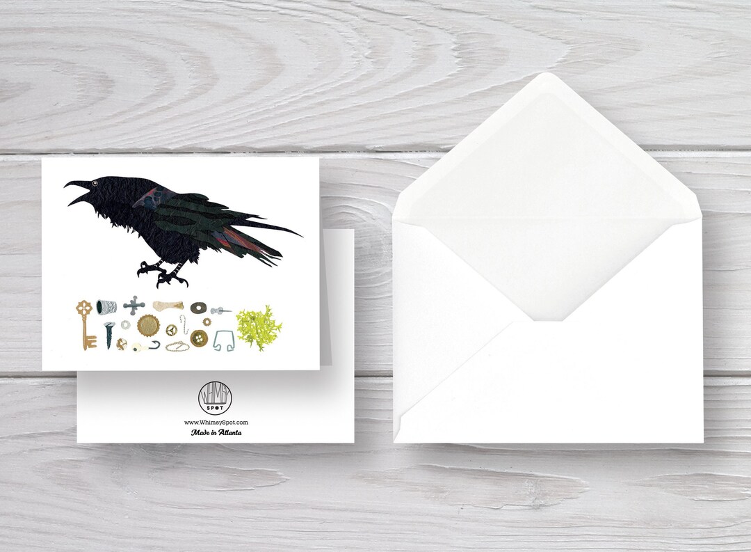 Raven Card-raven-bird Card-halloween Card-spooky Card-collection-bird ...