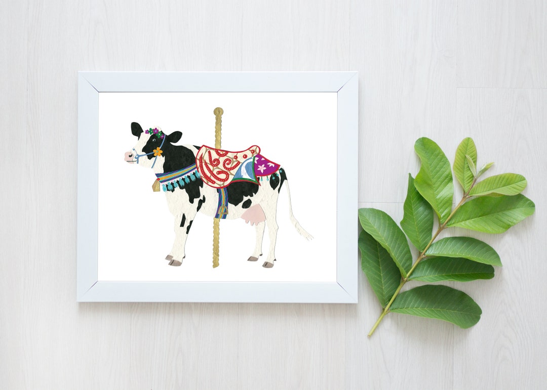 Pre-order-cow Print-holstein Cow-cow Art-cow Gift-carousel-cow Wall Art ...