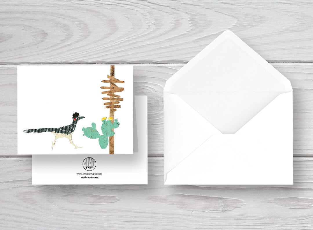 Roadrunner Card-roadrunner-desert Card-cactus-direction Sign-bird Card ...