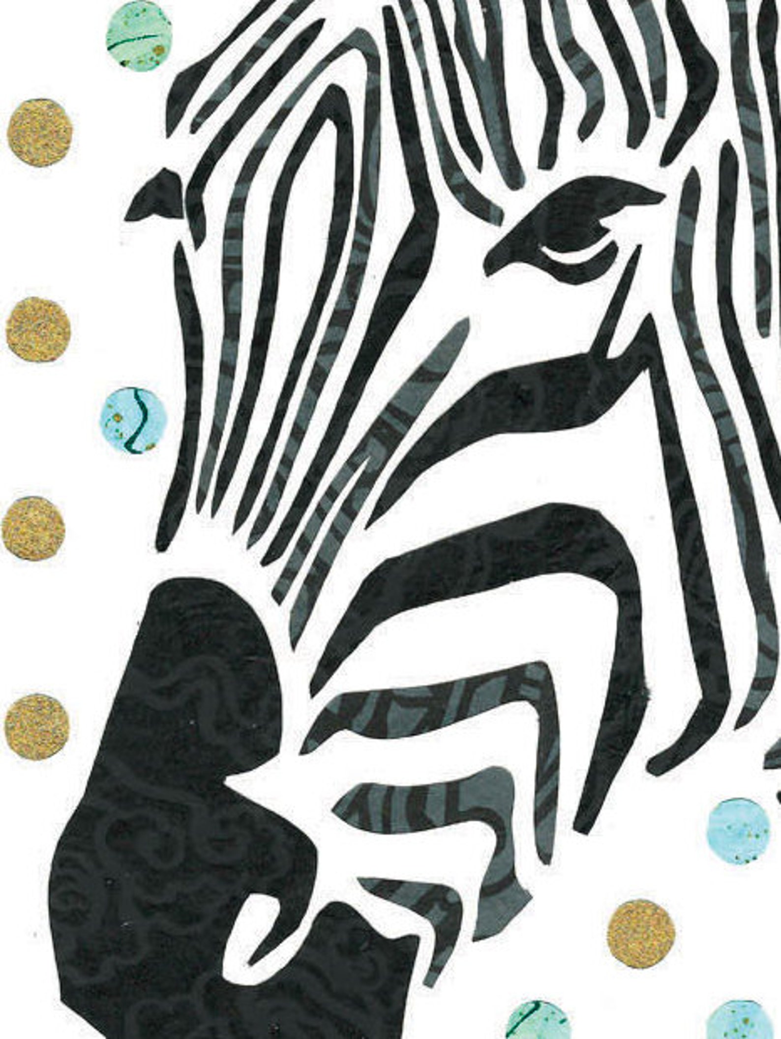Zebra Card-zebra-zebra Art-polka Dots-stripes-zebra Greeting - Etsy