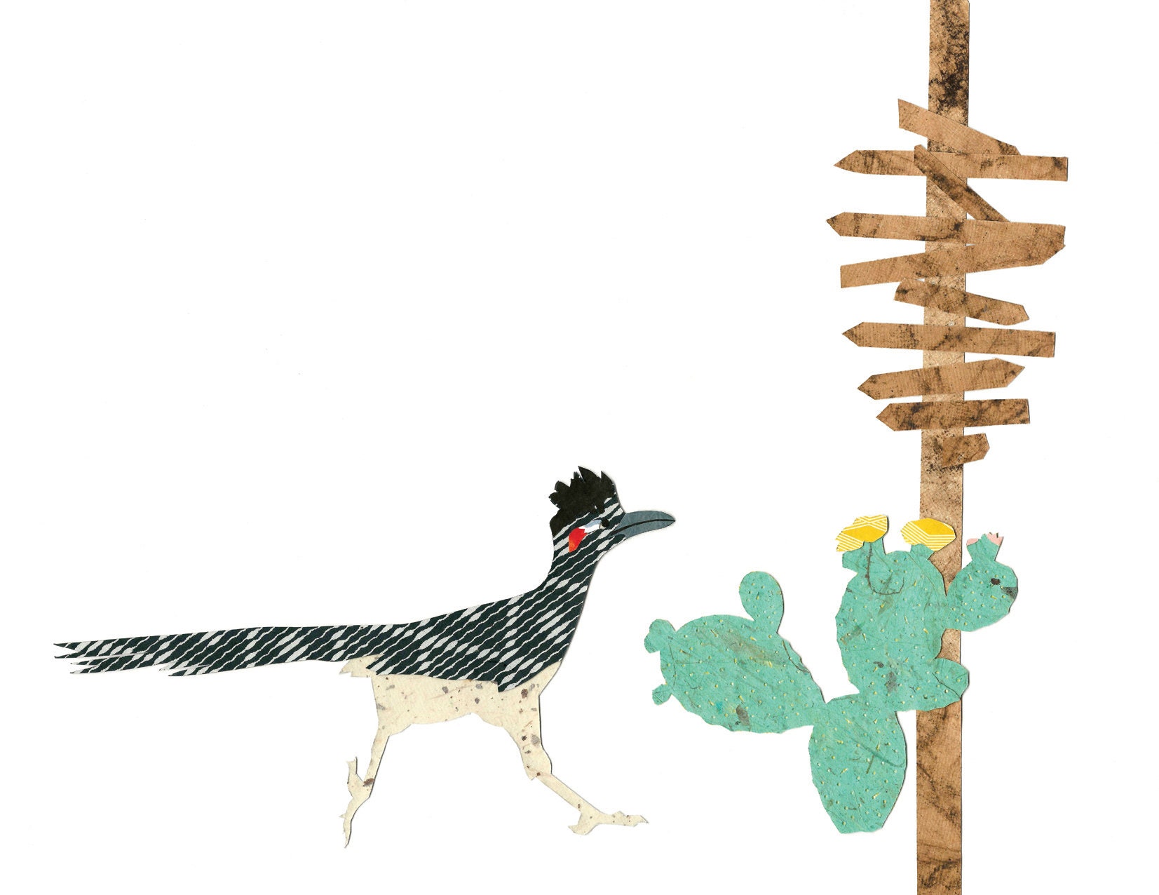 Roadrunner Card-roadrunner-desert Card-cactus-direction Sign-bird Card ...