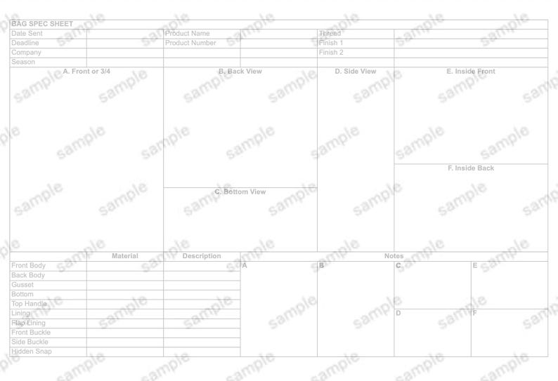 Bag Design Spec Sheet& Rang Plan - Etsy