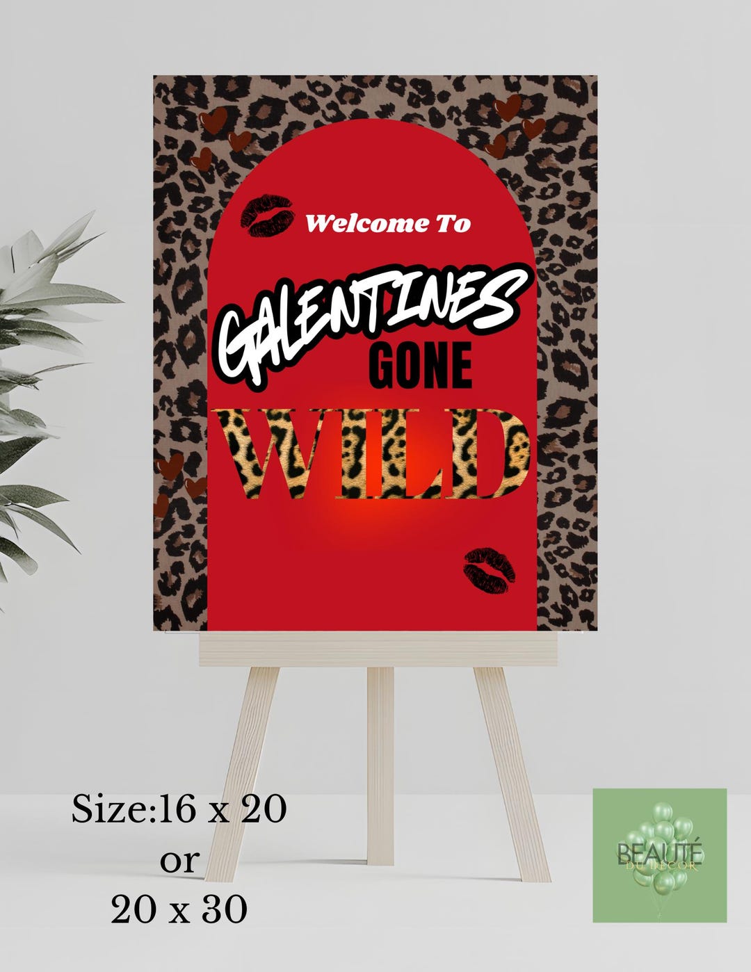 Galentines Gone Wild Welcome Sign Red Cheetah Print Party Entrance ...