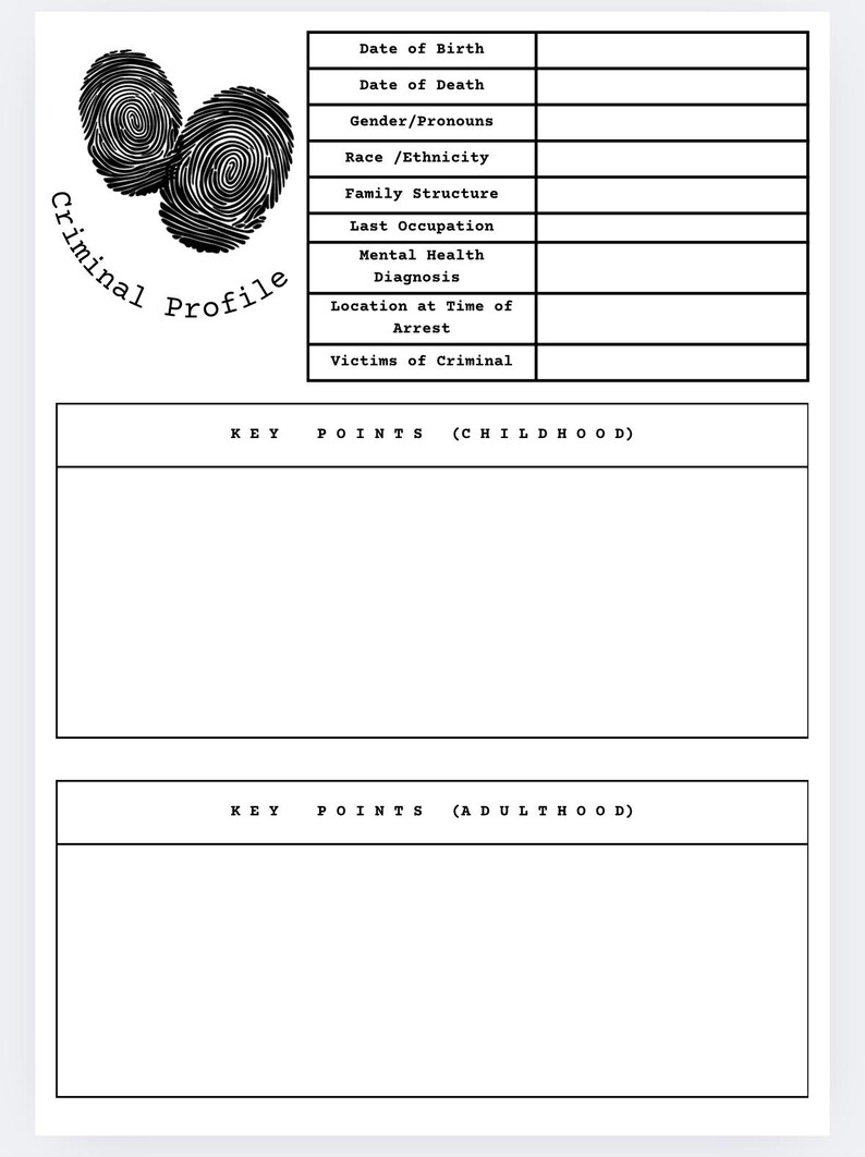Case Study Template | True Crime Aesthetic | Forensic Psych. Project ...