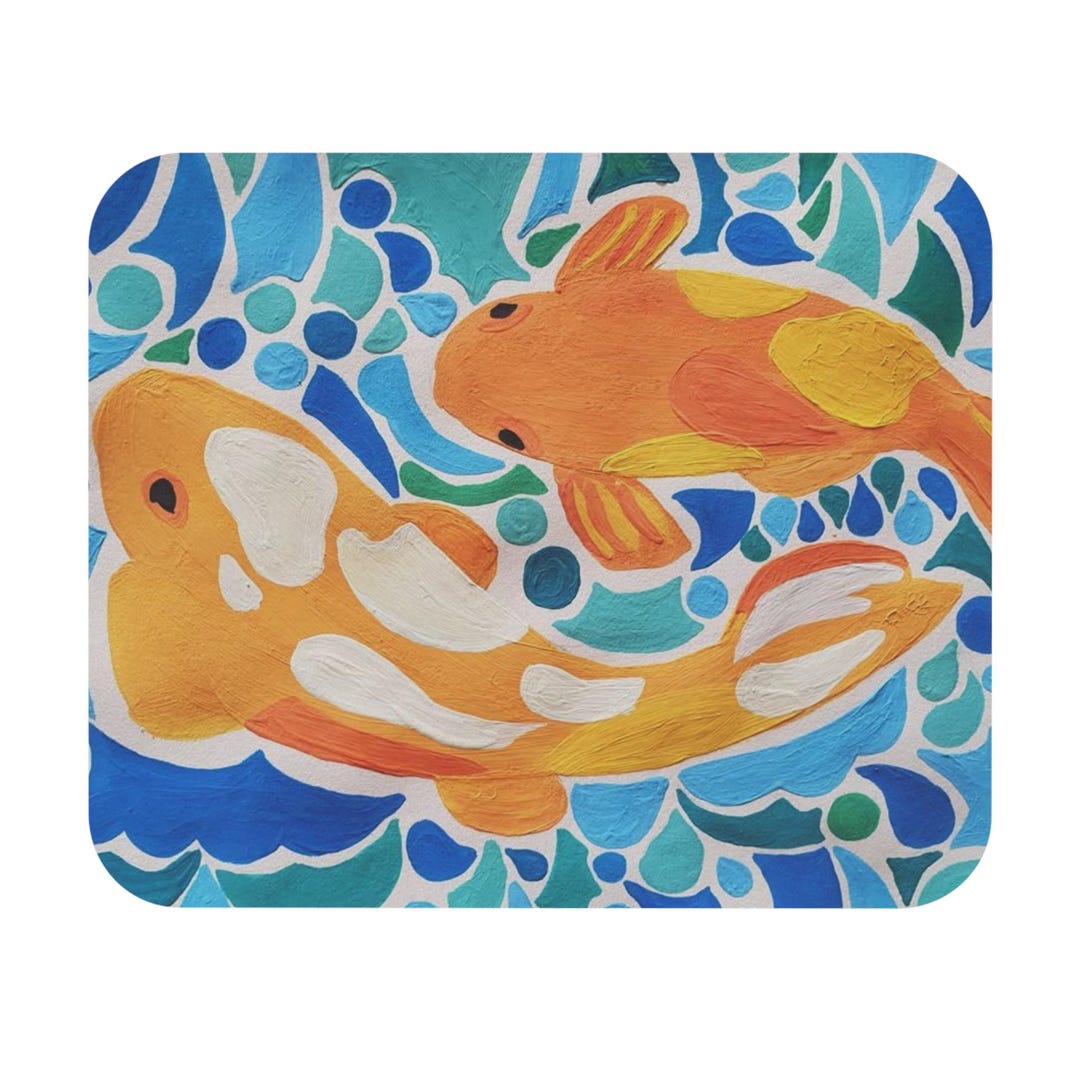 Vibrant Koi Fish Mouse Pad, Colorful Desk Décor, Office Accessories ...