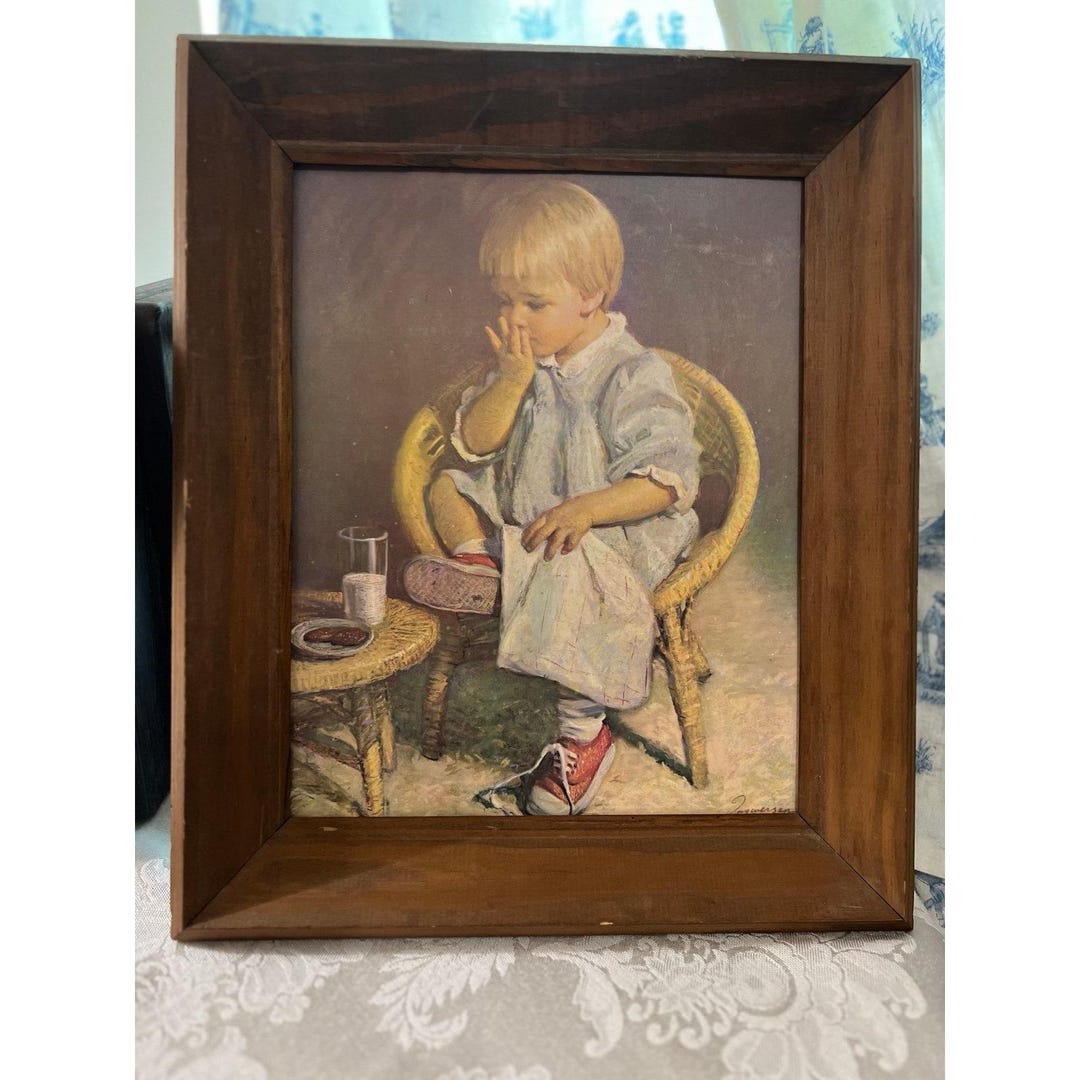 Vintage 70's Print "gretchen" 12x10 Wood Frame - Etsy
