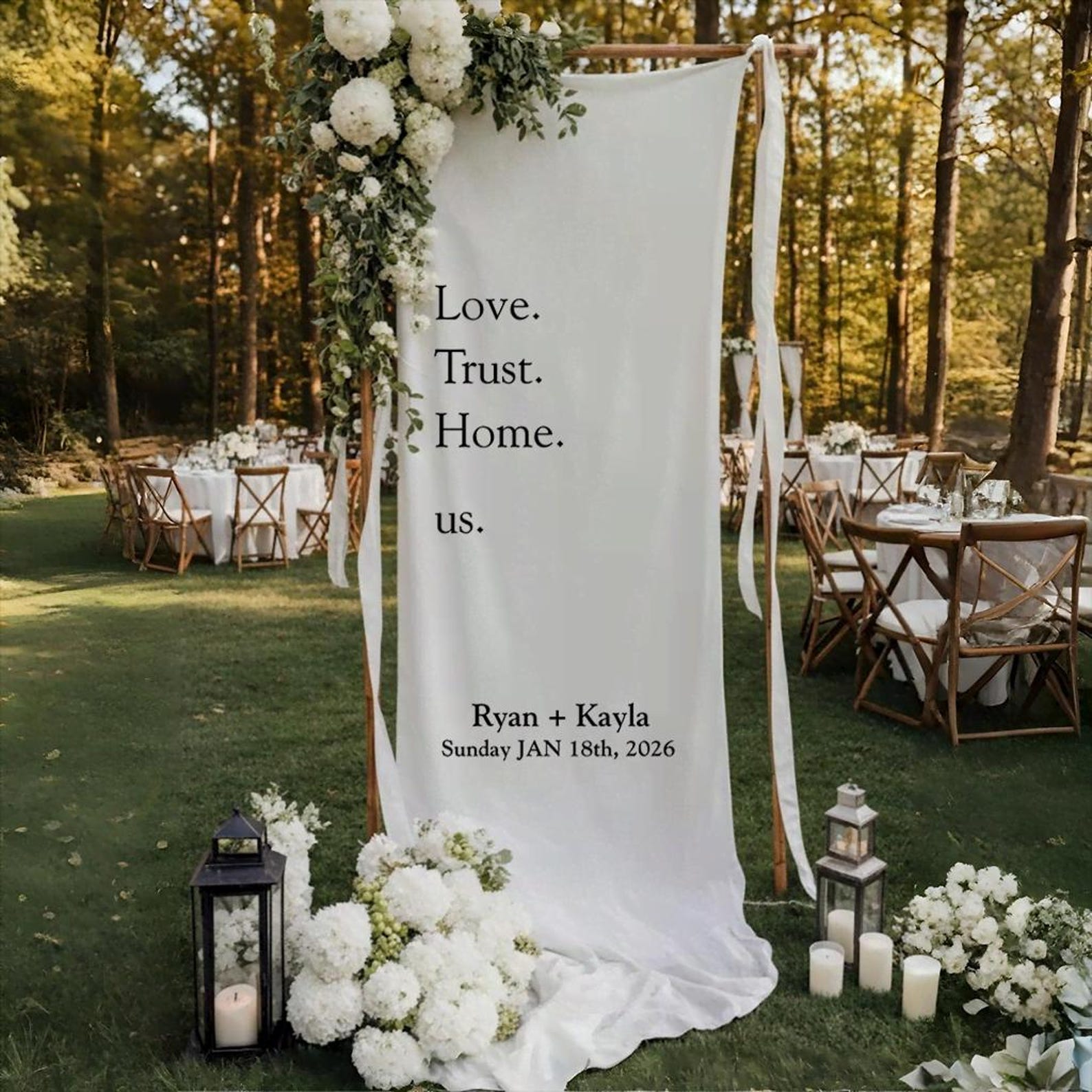 Custom Wedding Fabric Sign, Wedding Welcome Sign, Modern Outdoor ...