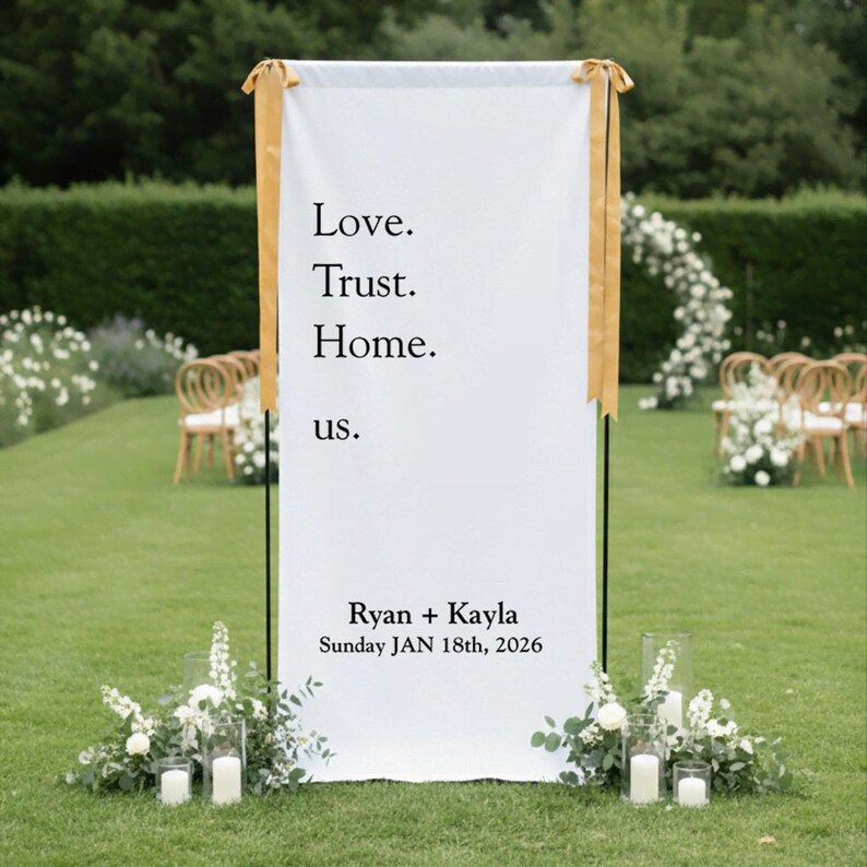 Custom Wedding Fabric Sign, Wedding Welcome Sign, Modern Outdoor ...