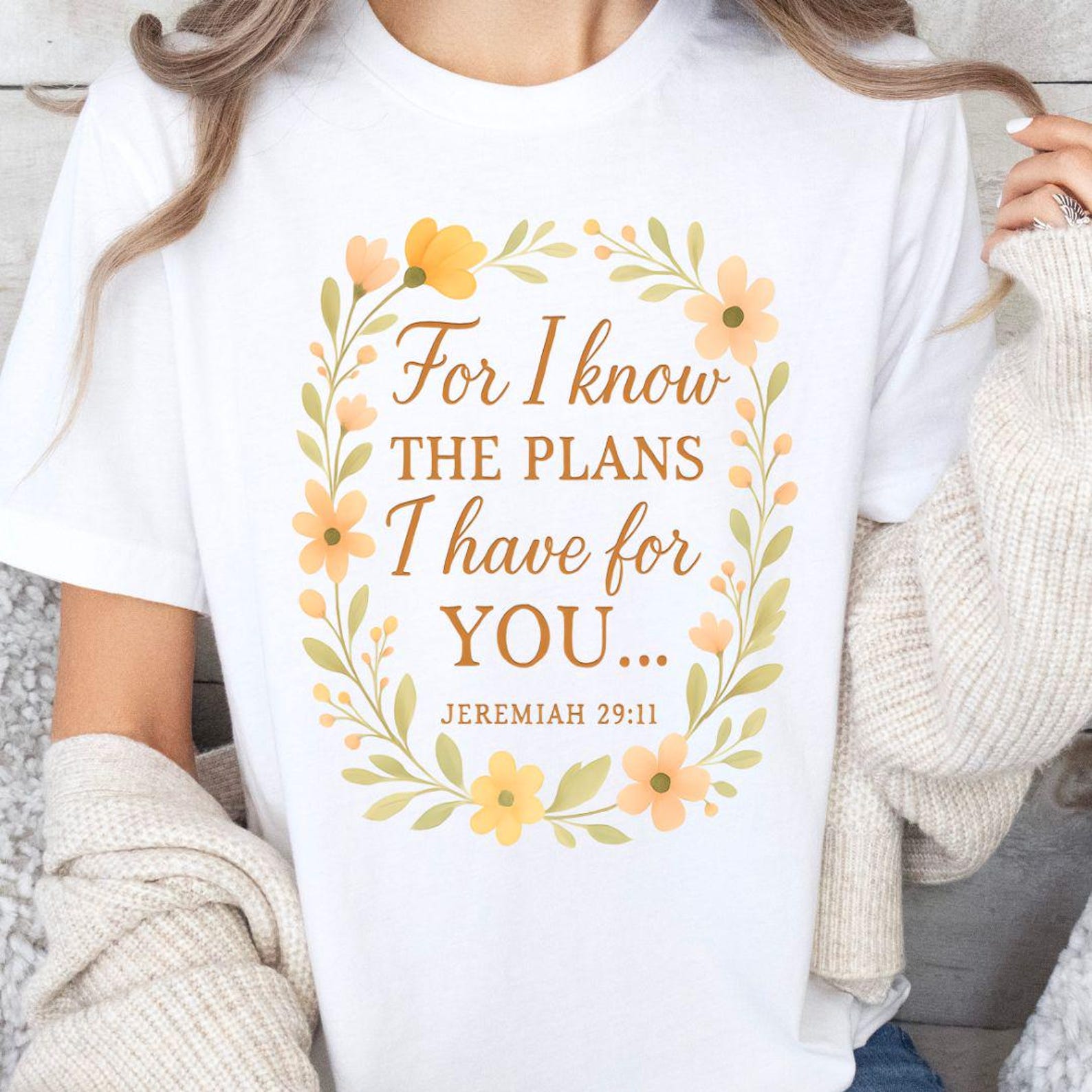 Jeremiah 29:11 PNG | Bible Verse Sublimation Design With Floral Wreath ...