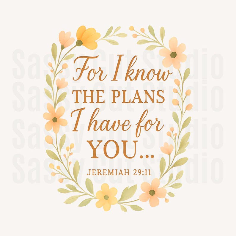 Jeremiah 29:11 PNG | Bible Verse Sublimation Design With Floral Wreath ...