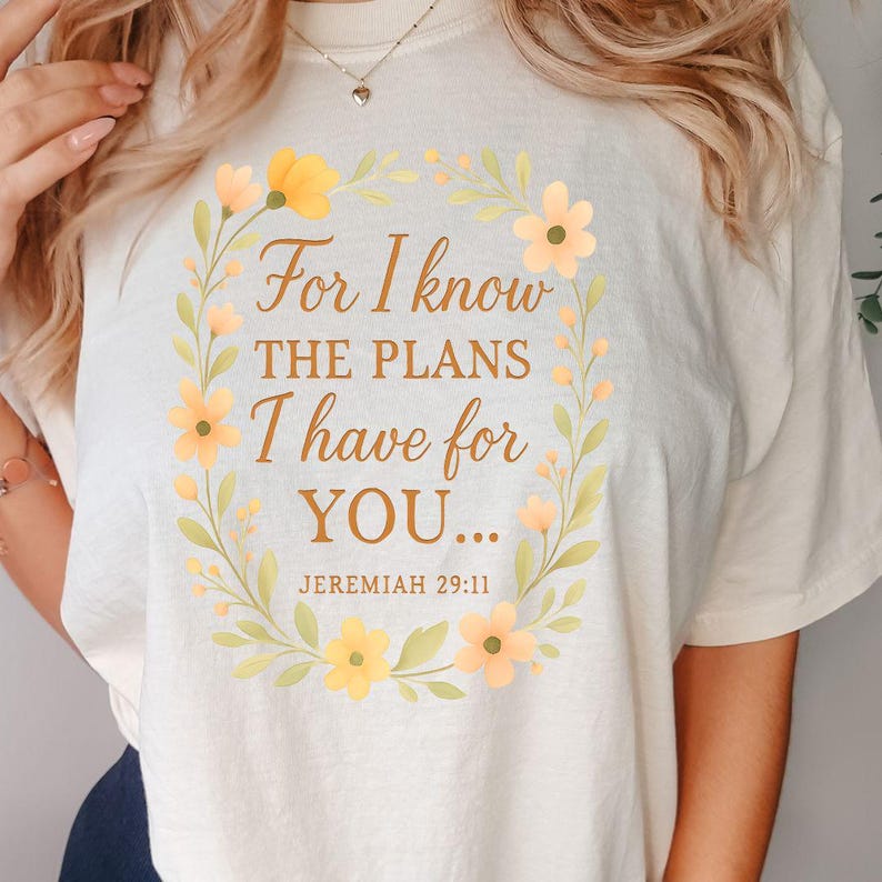 Jeremiah 29:11 PNG | Bible Verse Sublimation Design With Floral Wreath ...
