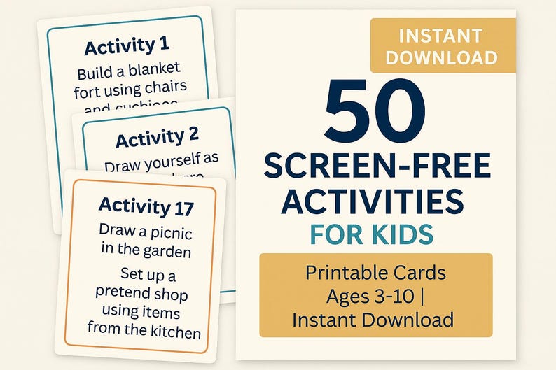 50 Screen-free Activities for Kids | Printable Boredom Buster Cards ...