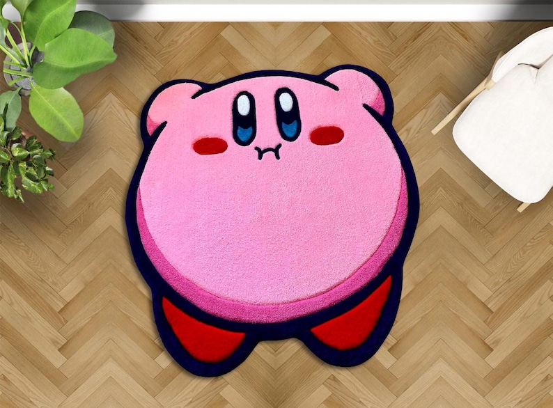 Kirby Rug, Cute Kids Room Area Rug, Video Game Decor, Tufted Look Floor ...