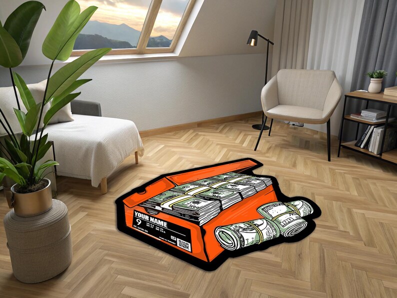Money Box Sneaker Rug, Personalized Bamboo Area Rug - Etsy