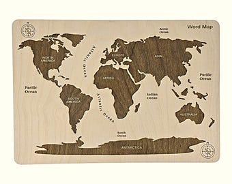 Wooden World Map Laser Cut Svg Dxf CDR AI – 3mm Plywood Wall art ...