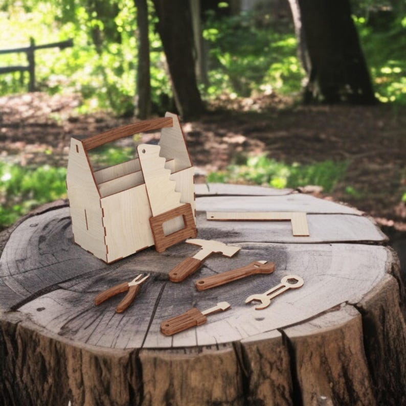 Wooden Toy Tool Box Digital Laser Cutting 3mm Plywood (cdr, Dxf, Pdf ...