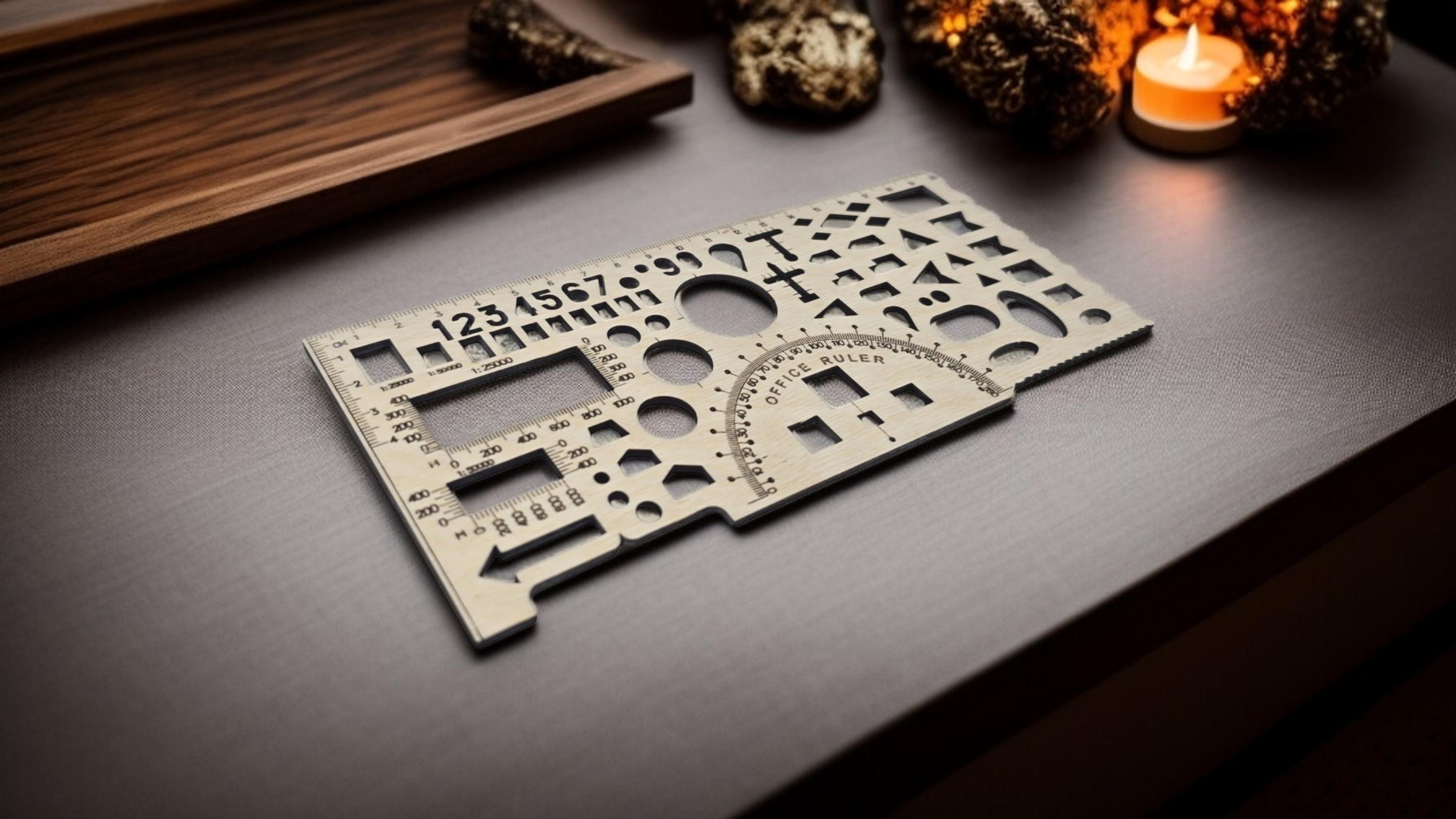 Wooden Ruler Laser Cut Dijital Files 3mm/6mm Plywood (cdr, Dxf, Ai, Svg ...