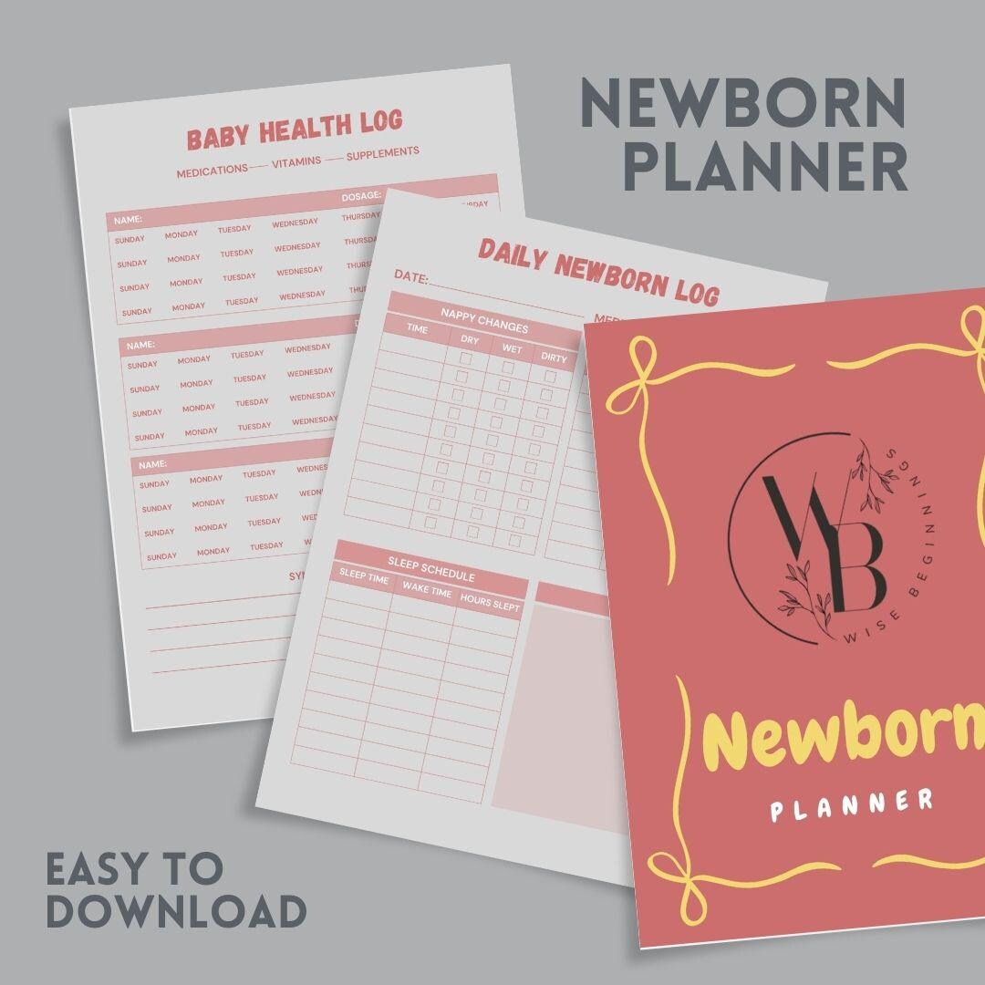 Newborn Baby Planner, Printable PDF Tracker for Feeding, Sleep, Nappies ...