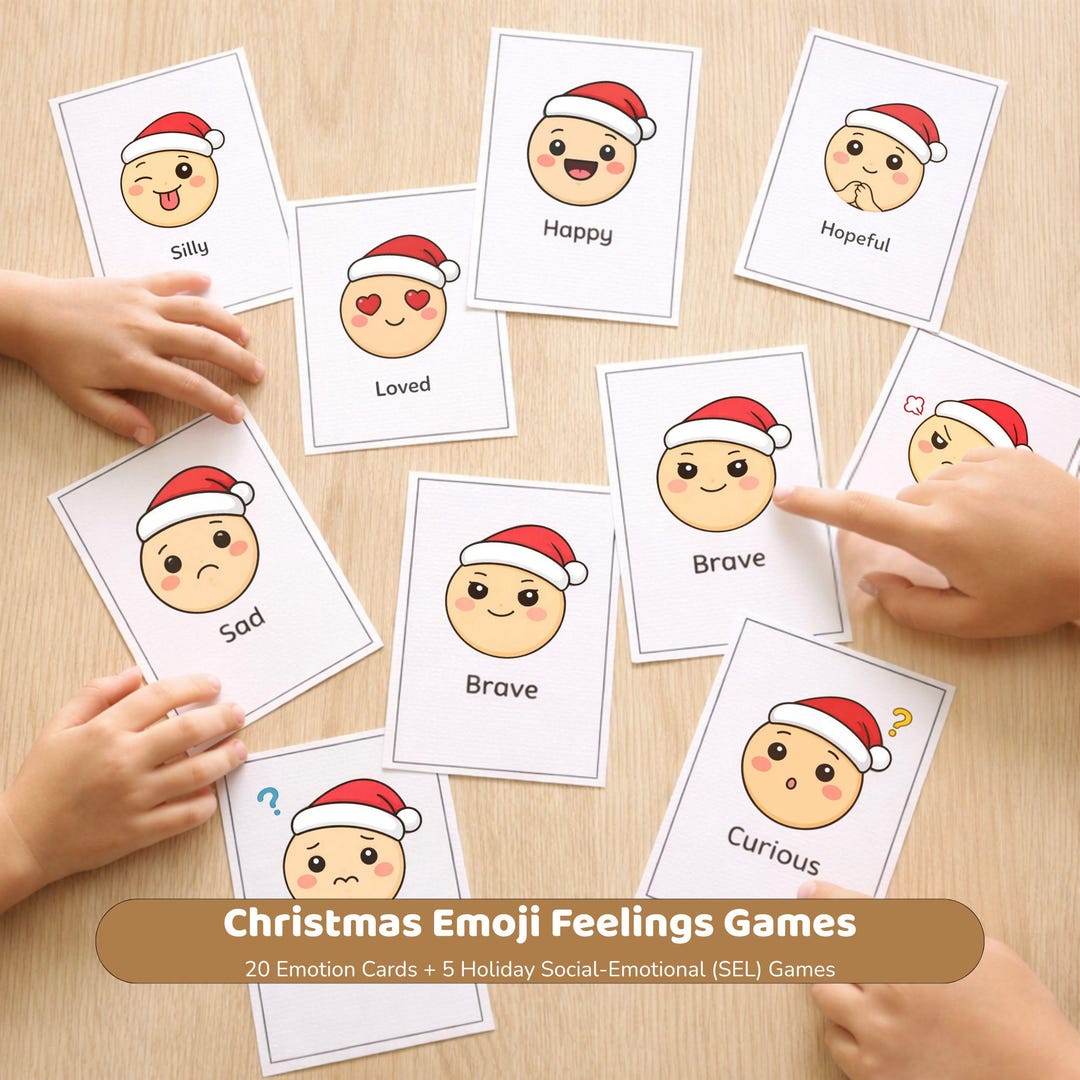 Christmas Emoji Feelings Games | 20 Emotion Cards & 5 Holiday SEL ...