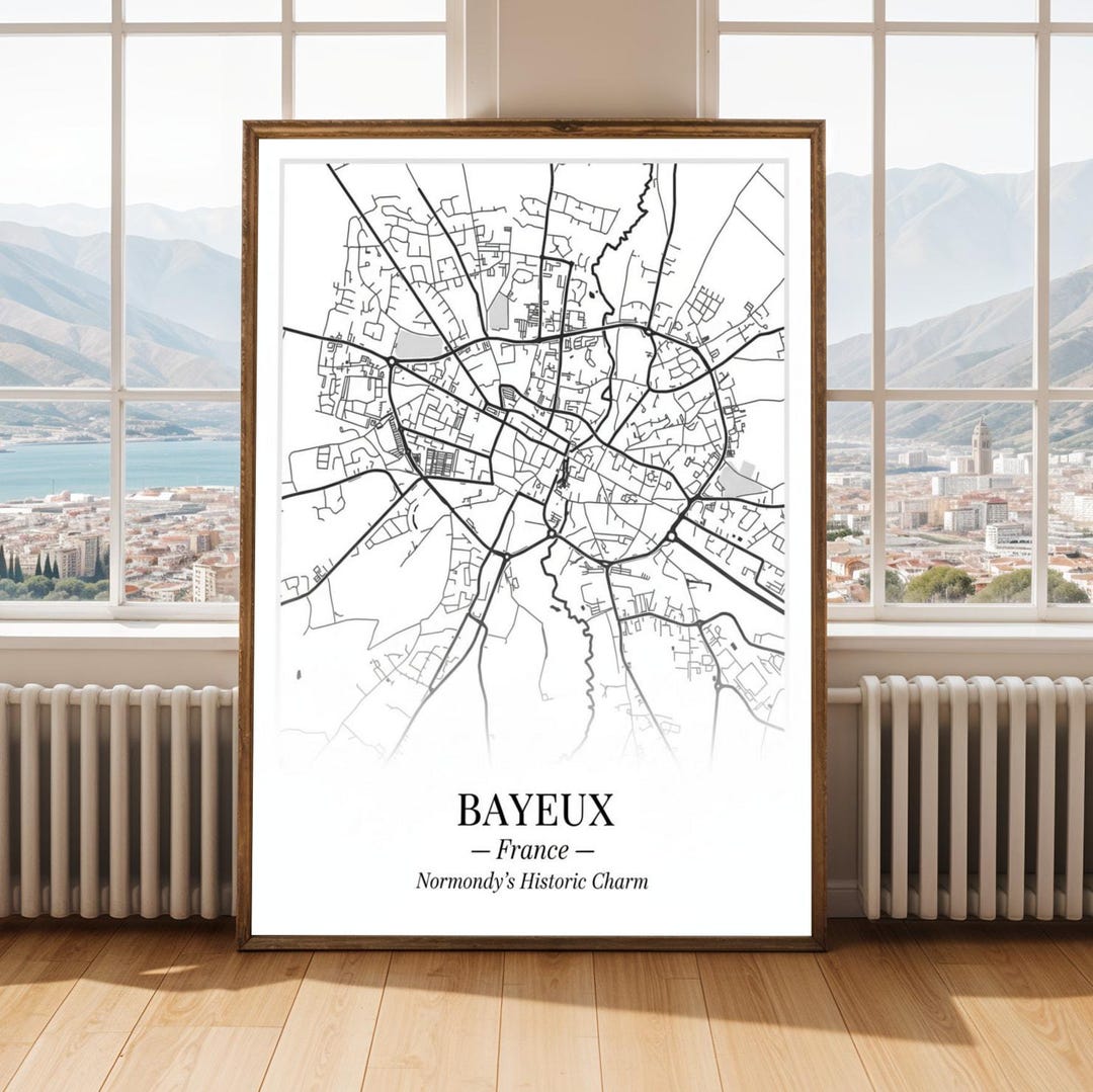 Bayeux Art Print – Map Style, Black and Gray, Mixed Techniques - Etsy