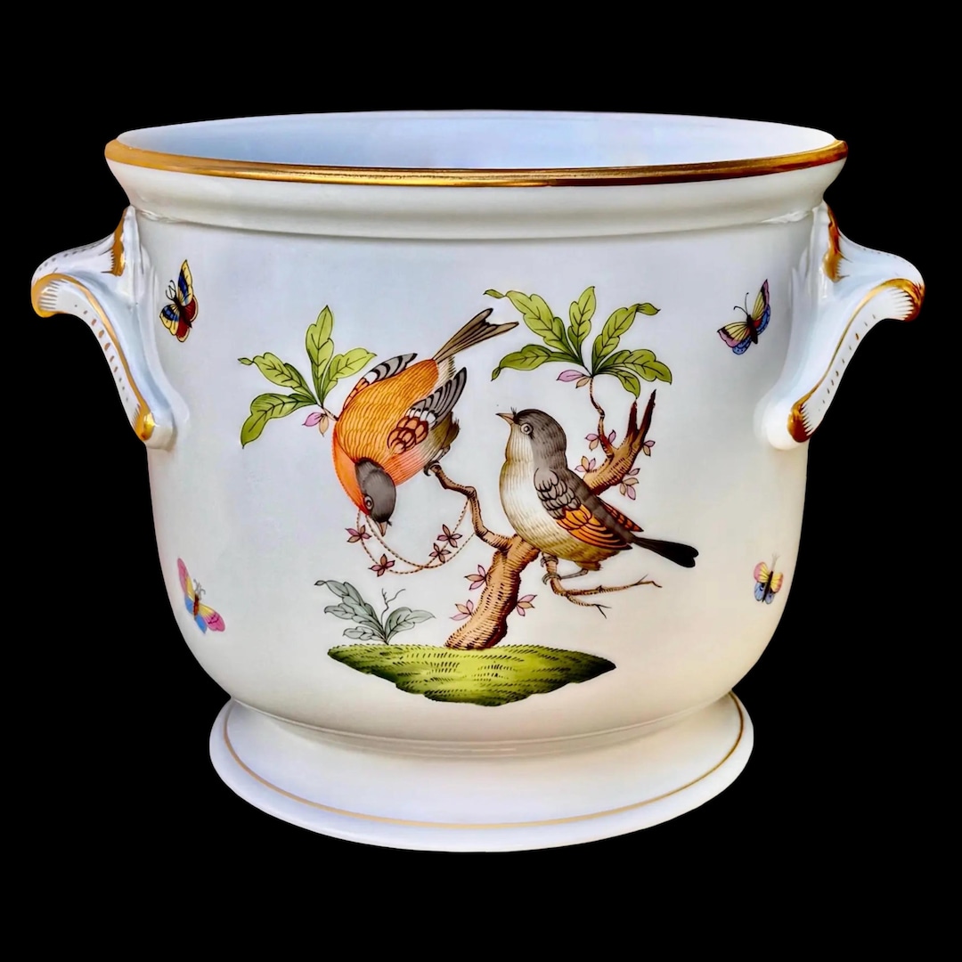 Antique Herend Rothschild Large Hungarian Bird Cachepot – Hand-painted ...