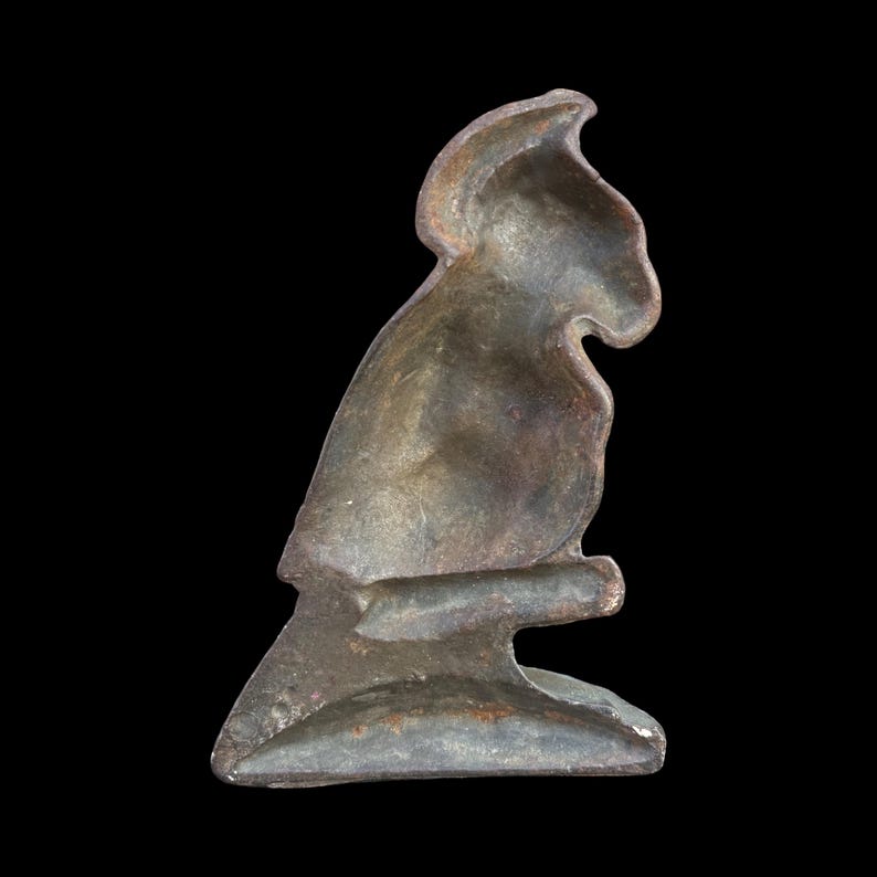Antique Cast Iron Parrot Figural Doorstop Hubley Style Americana Early ...
