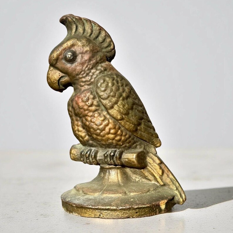 Antique Cast Iron Parrot Figural Doorstop Hubley Style Americana Early ...