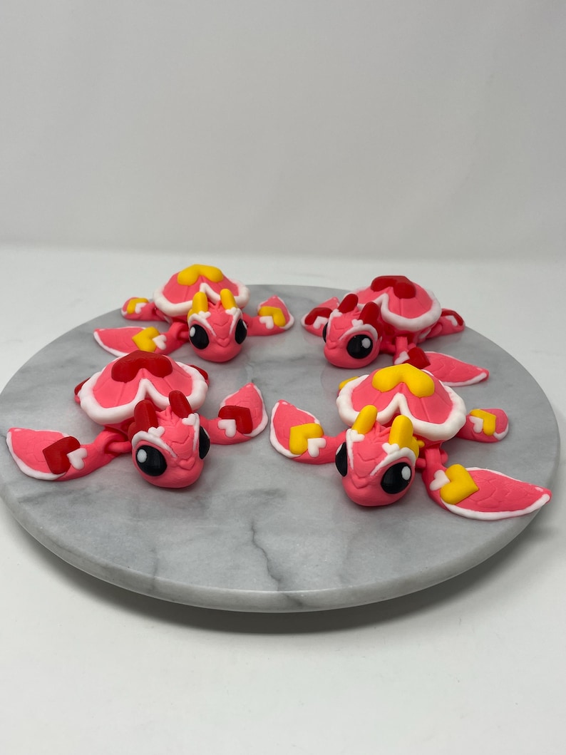 Heart Turtle 3D Printed Fidget Toy, Articulated Turtle, Multi Color ...