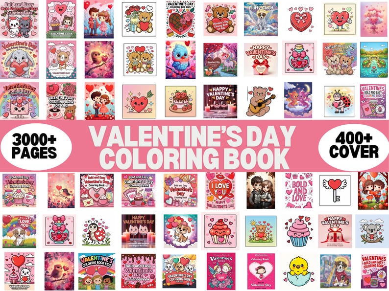 Valentine's Day Coloring Book Bundle | 3000+ Pages (digital Download ...