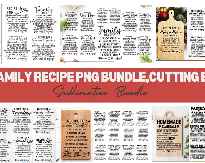 Family Recipe Svg Bundle, Kitchen Svg, Funny Kitchen Svg, Cutting Board ...