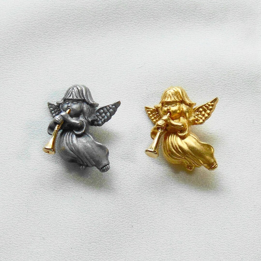 Vintage DARA Angel Trumpet Scatter Pins: Gold Tone & Pewter Metal - Etsy