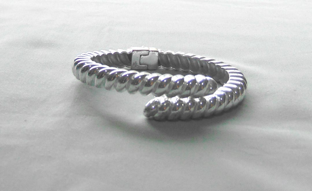 Vintage 80s Ralph Lauren RLL Rope Design Cuff Bangle Snap Bracelet ...