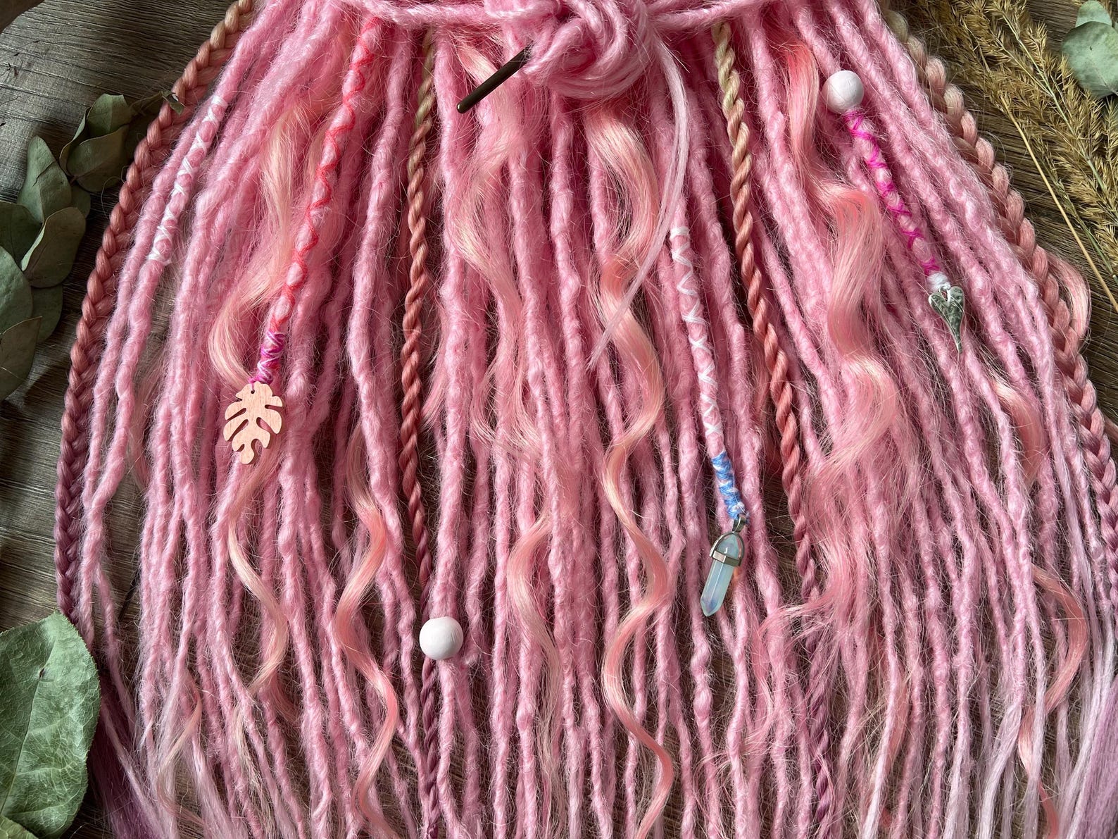 Pink Synthetic Dreadlock Extensions: Crochet Faux Locs, Viking Festival ...