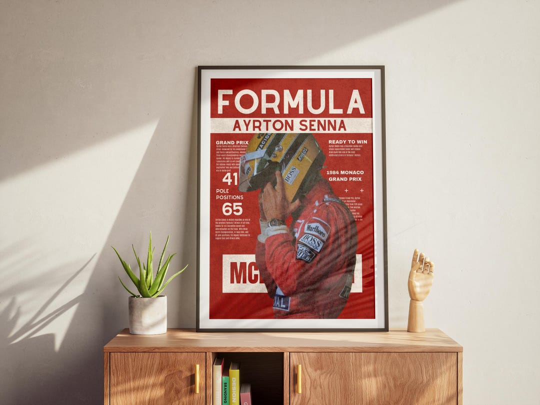 Ayrton Senna Formula 1 Poster: Mclaren Racing Wall Art (digital ...