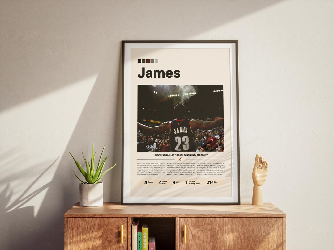 Lebron James Basketball Poster: Cleveland Cavaliers Digital Wall Art ...