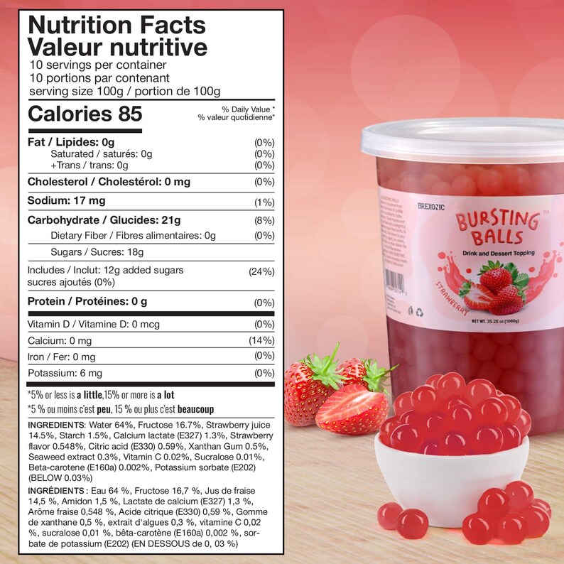 Boba Pearls, Strawberry Popping Bursting Boba, Tapioca Pearls for ...