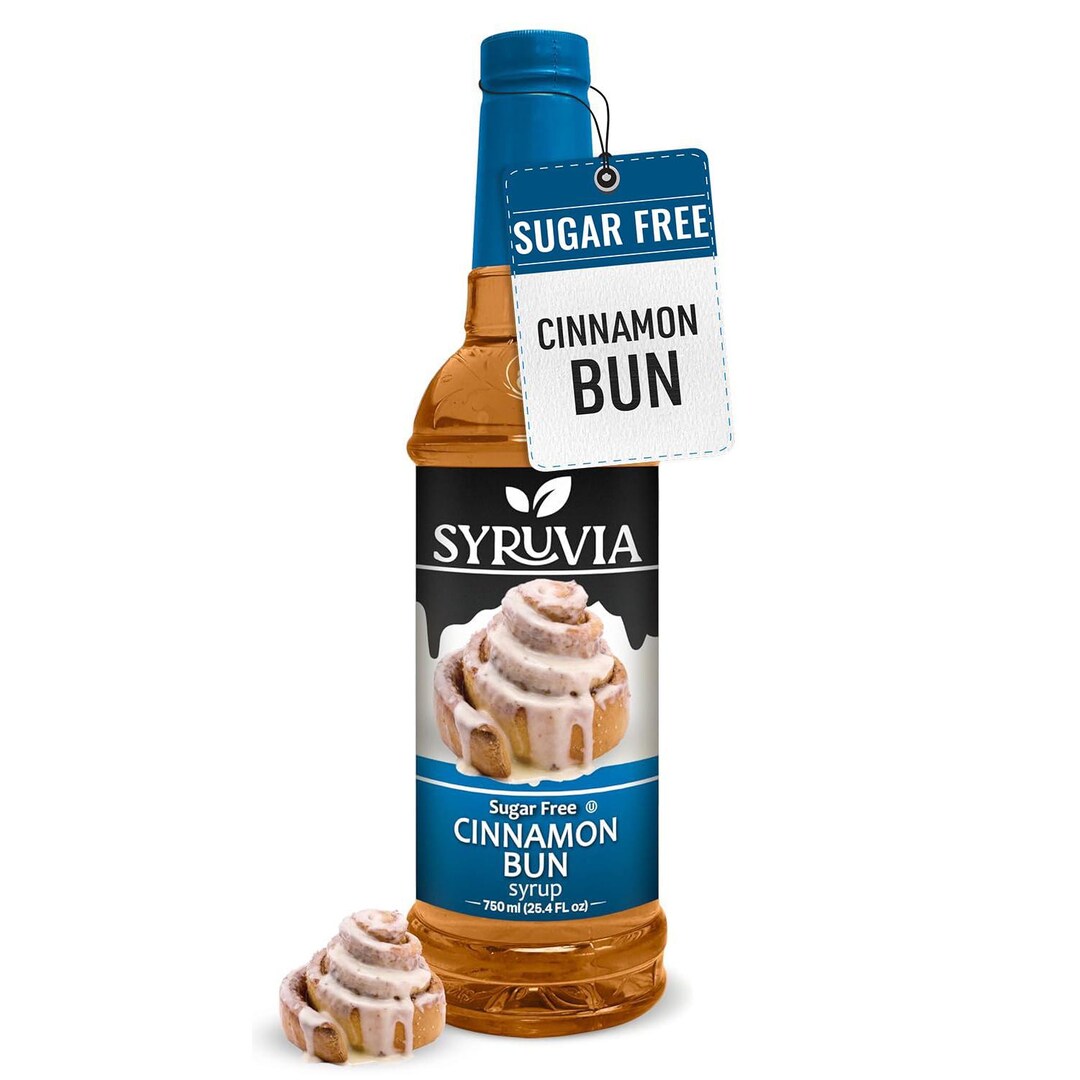 Syruvia Sugar Free Cinnamon Bun Syrup for Coffee 25.4 Fl Oz Premium ...