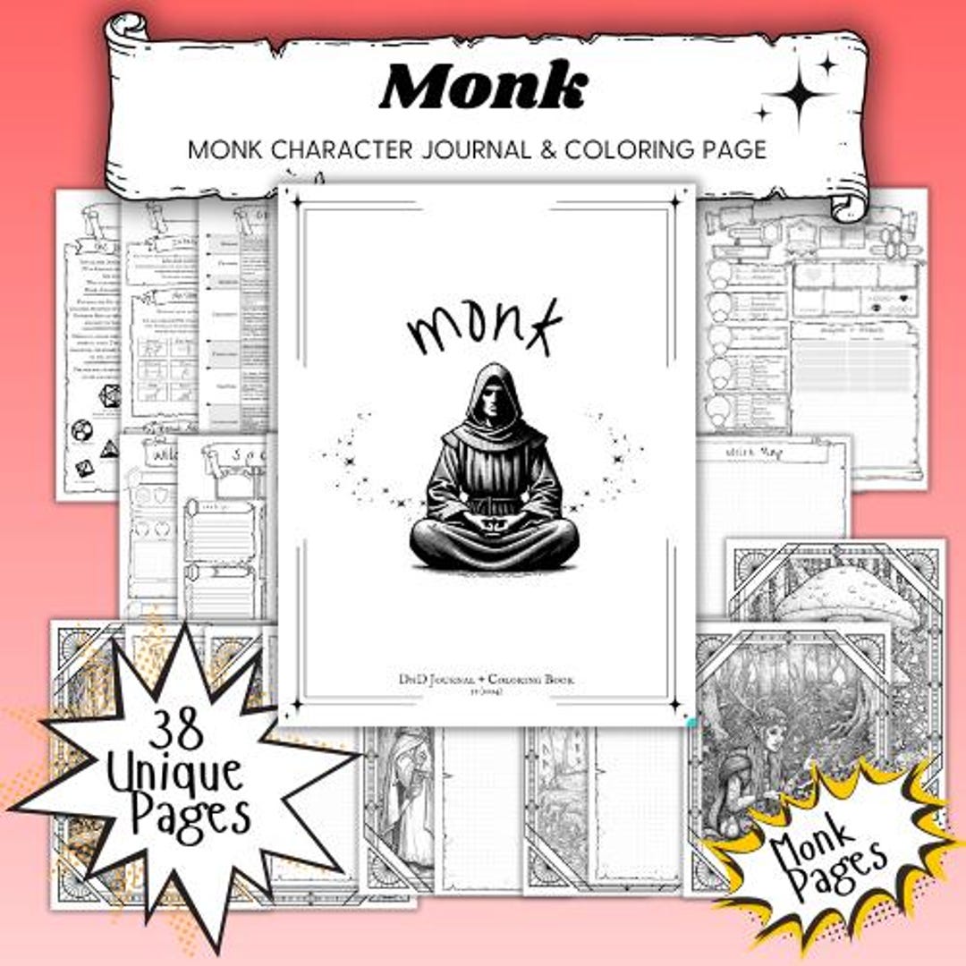 Monk: Printable Dnd Campaign Journal & Coloring Book (for the Adhd ...