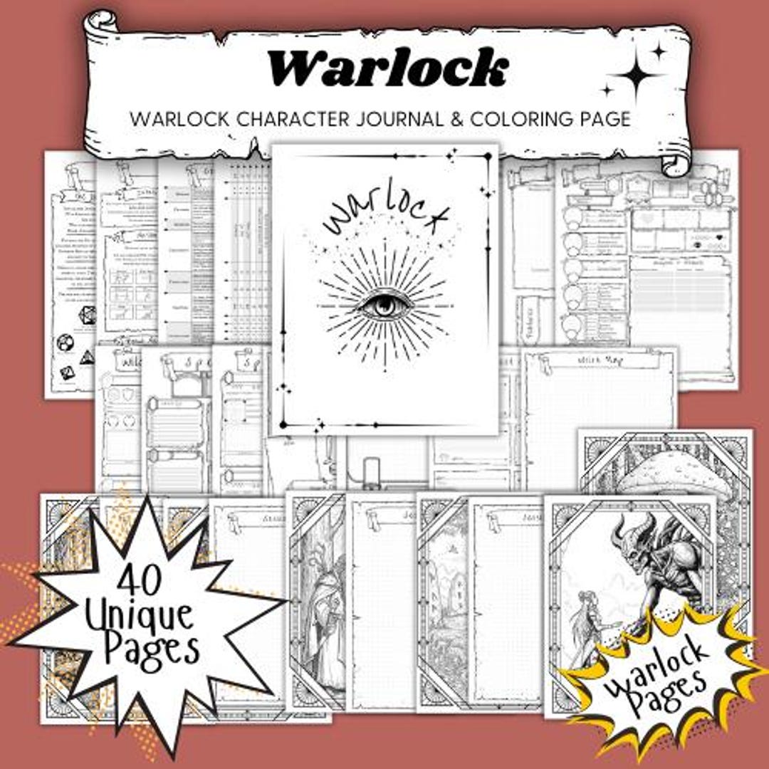 Warlock Printable Dnd Campaign Journal & Coloring Book (for the Adhd ...