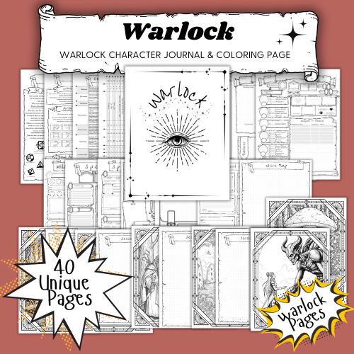 Warlock Printable Dnd Campaign Journal & Coloring Book (for the Adhd ...