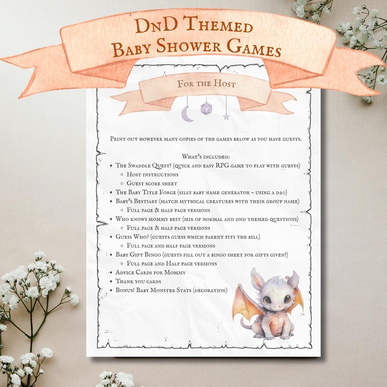 Printable Dnd Themed Baby Shower Games (instant PDF Download) - Etsy