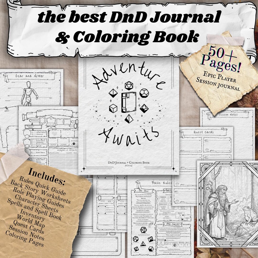 Printable Dnd Campaign Journal & Coloring Book, Dungeons and Dragons ...