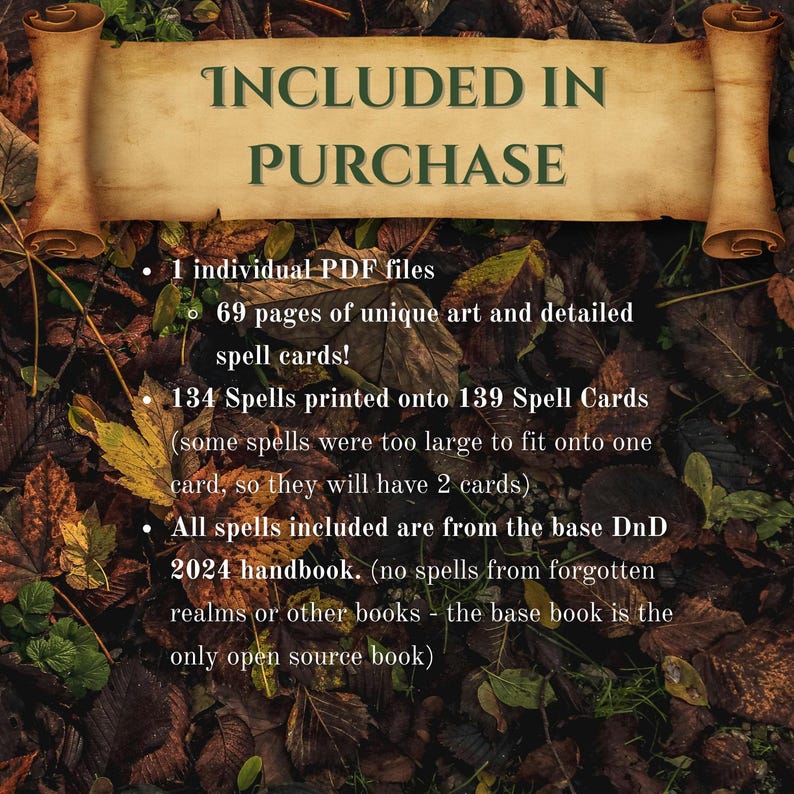Printable Druid Dnd Spell Cards - Tarot Style From the 2024 5e Book ...