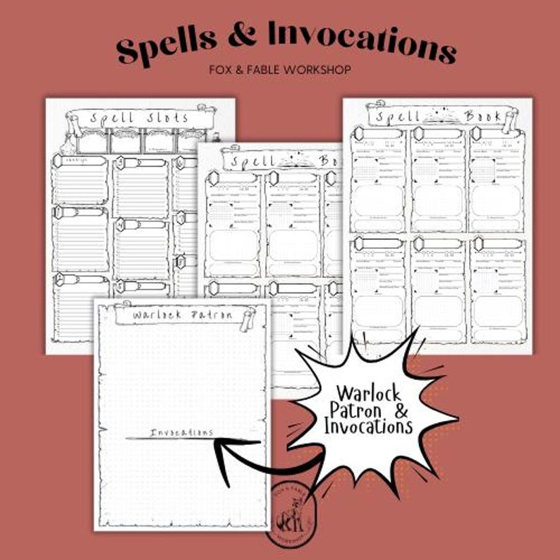 Warlock Printable Dnd Campaign Journal & Coloring Book (for the Adhd ...