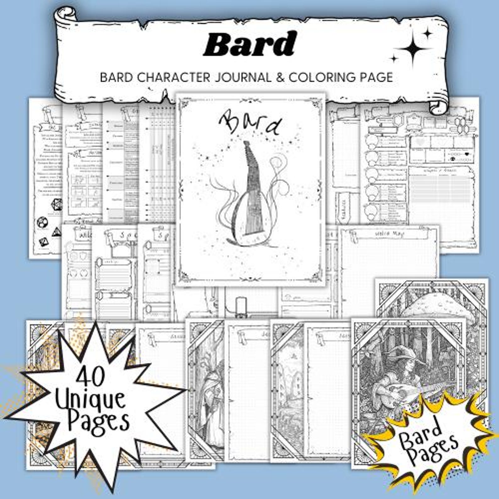 Bard Printable Dnd Campaign Journal & Coloring Book (for the Adhd ...