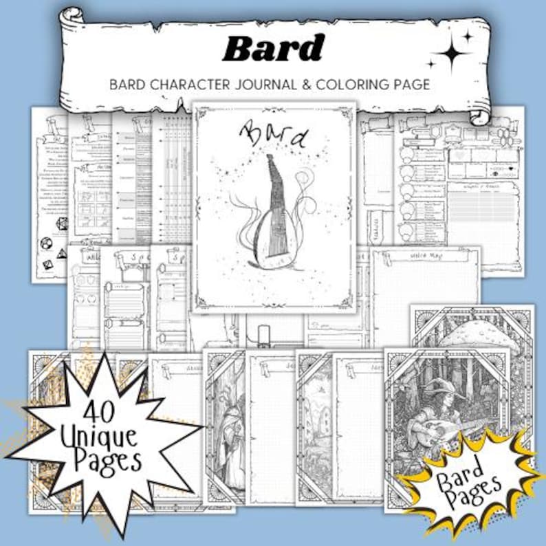 Bard Printable Dnd Campaign Journal & Coloring Book (for the Adhd ...