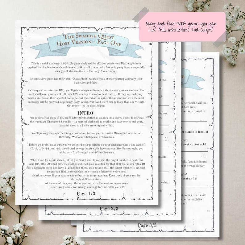 Printable Dnd Themed Baby Shower Games (instant PDF Download) - Etsy
